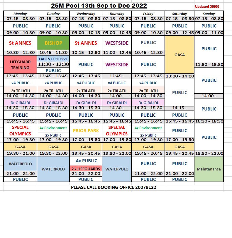 25 Metre Swimming Pool - Gibraltar Sports and Leisure Authority ...